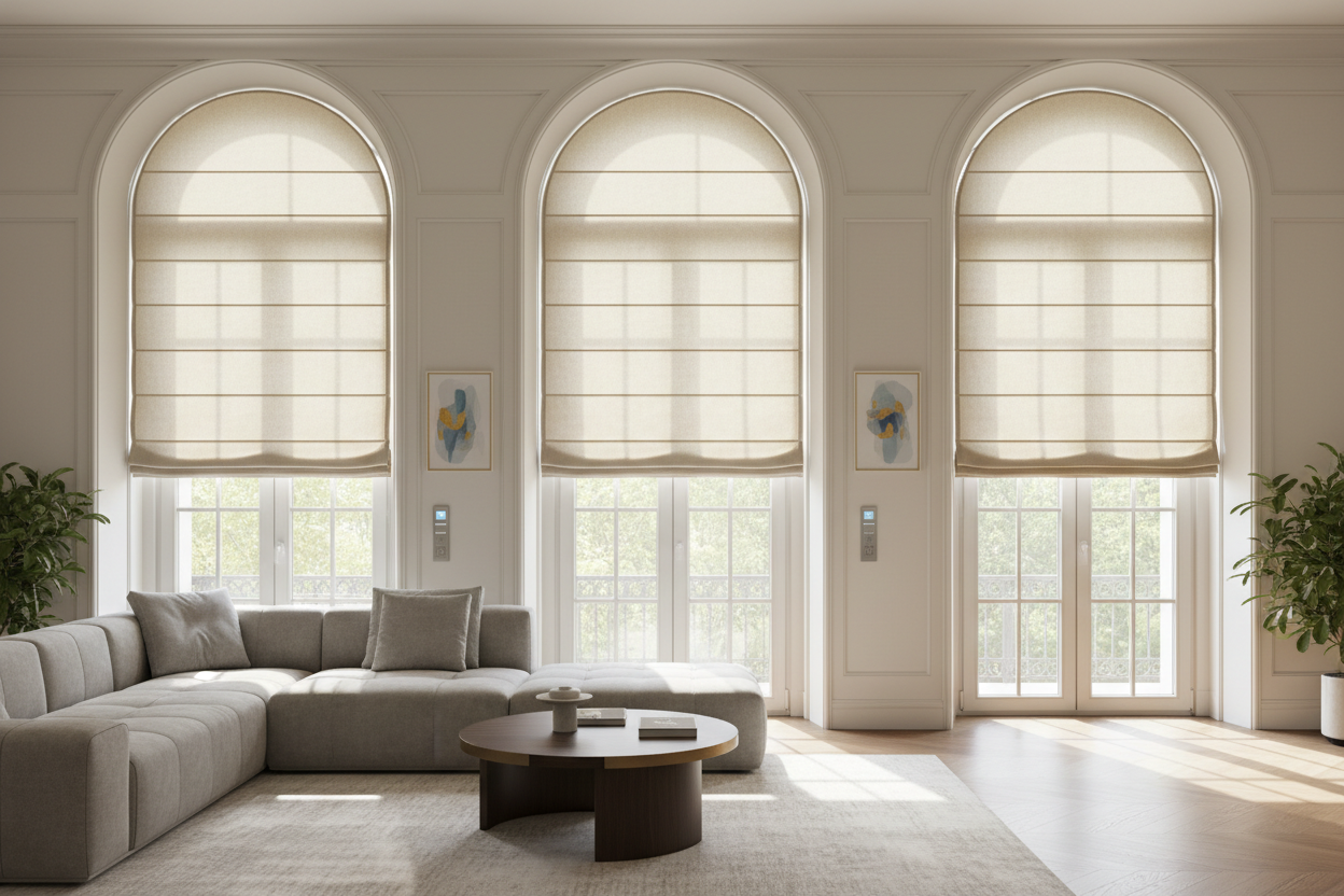 Effortless Style and Comfort with Motorized Blinds for Arched Windows ...