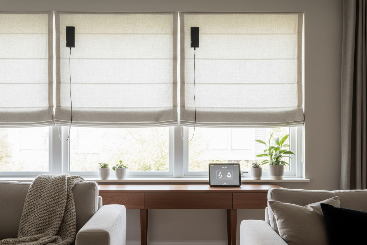 Smart Roman Shades Mechanism: Battery vs. Hardwired Guide – Weffort